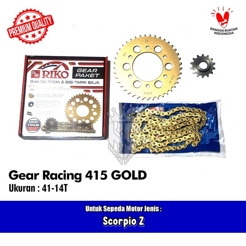 Jual Gear Komplit Racing 415 H Gold Yamaha Scorpio Z 225 Old New Steko ...