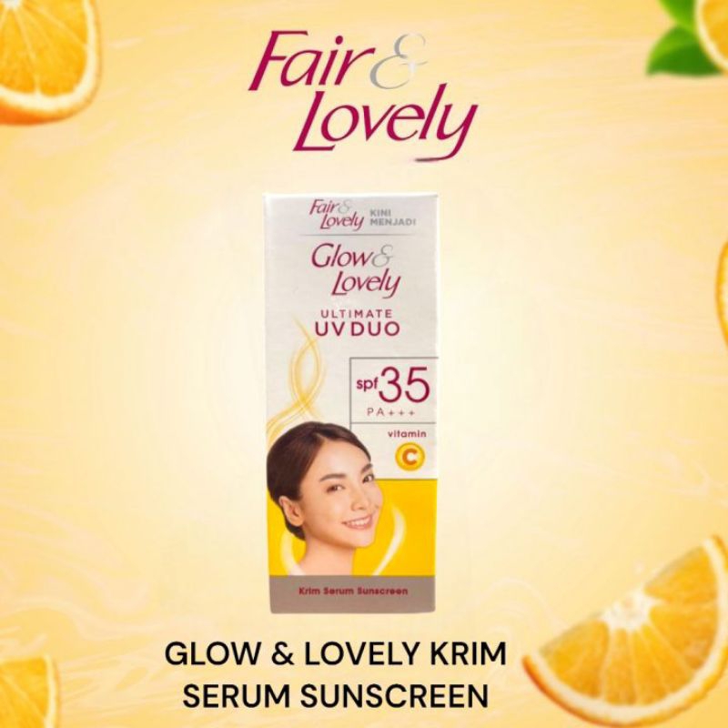 Jual Glow & Lovely Ultimate UV Duo Vitamin C SPF 35 Pa+++ [20g] | Shopee Indonesia