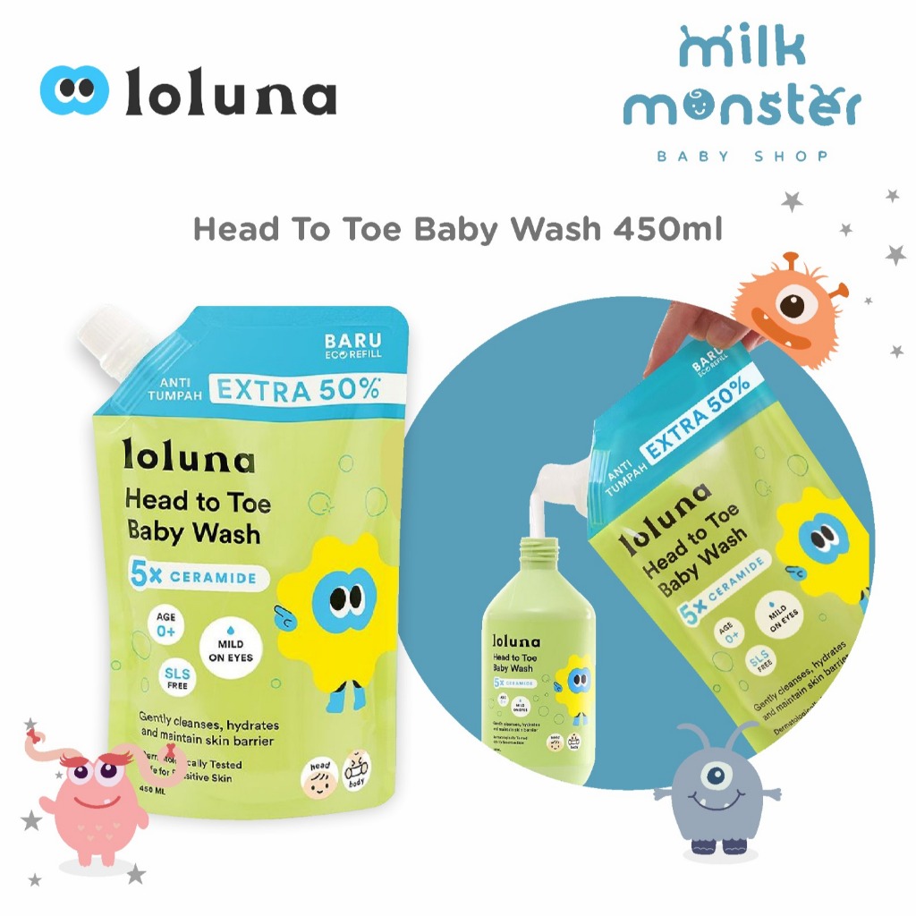 Jual Loluna Head To Toe Baby Wash 450ml / sabun mandi bayi dan anak ...