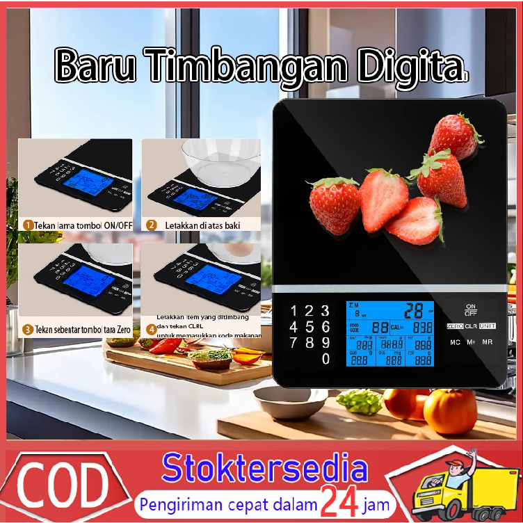 Jual Baru Timbangan Digital /kalori smart scale/Dengan kalkulator nutrisi/Super Akurasi Kue Kopi ...