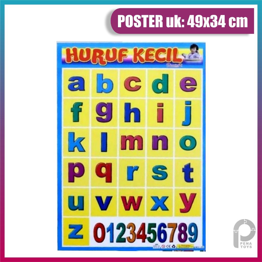 Jual Poster Anak Belajar Huruf Kecil Abjad | Shopee Indonesia