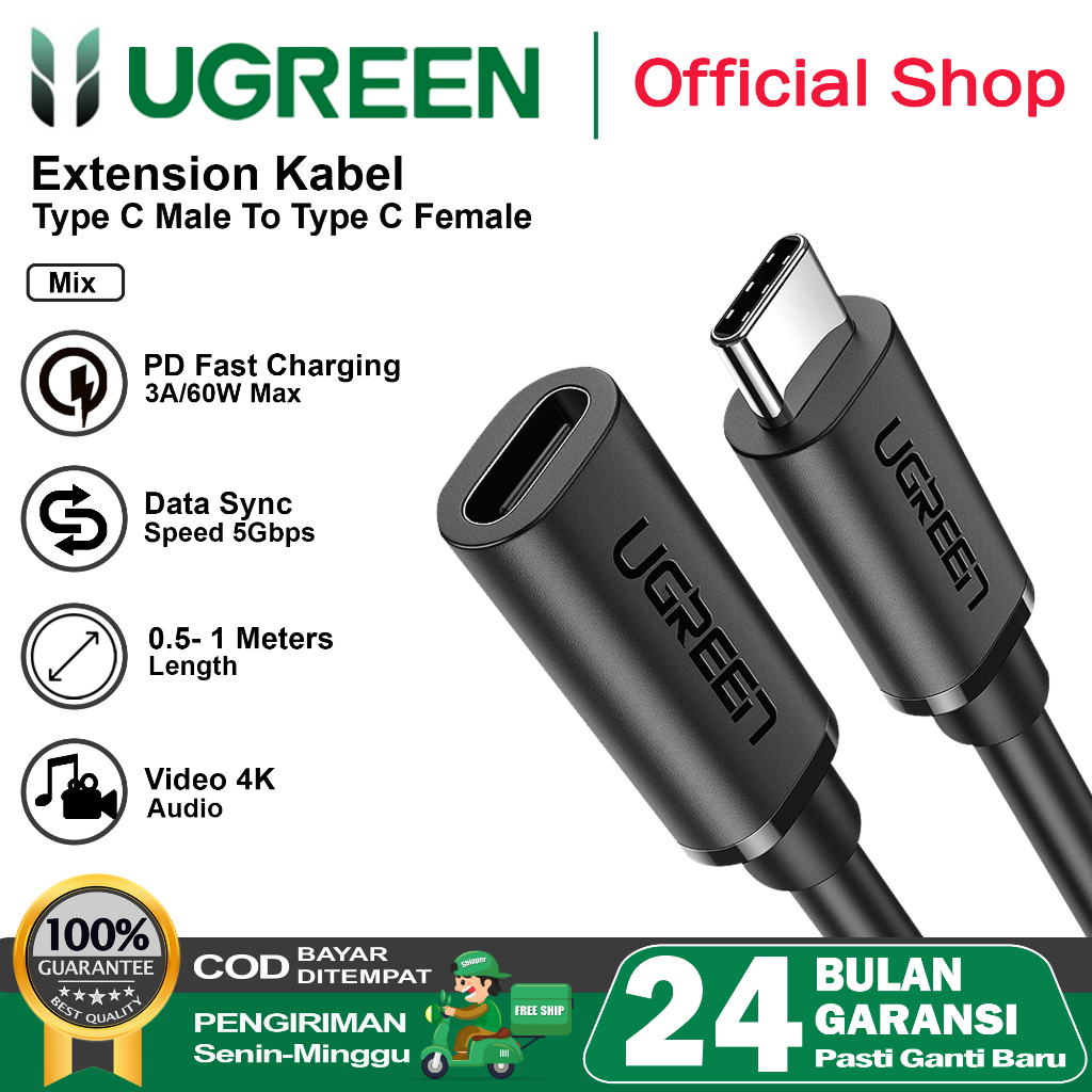 Jual UGREEN Kabel Extension Type C Male To Type C Female Speed Up To ...