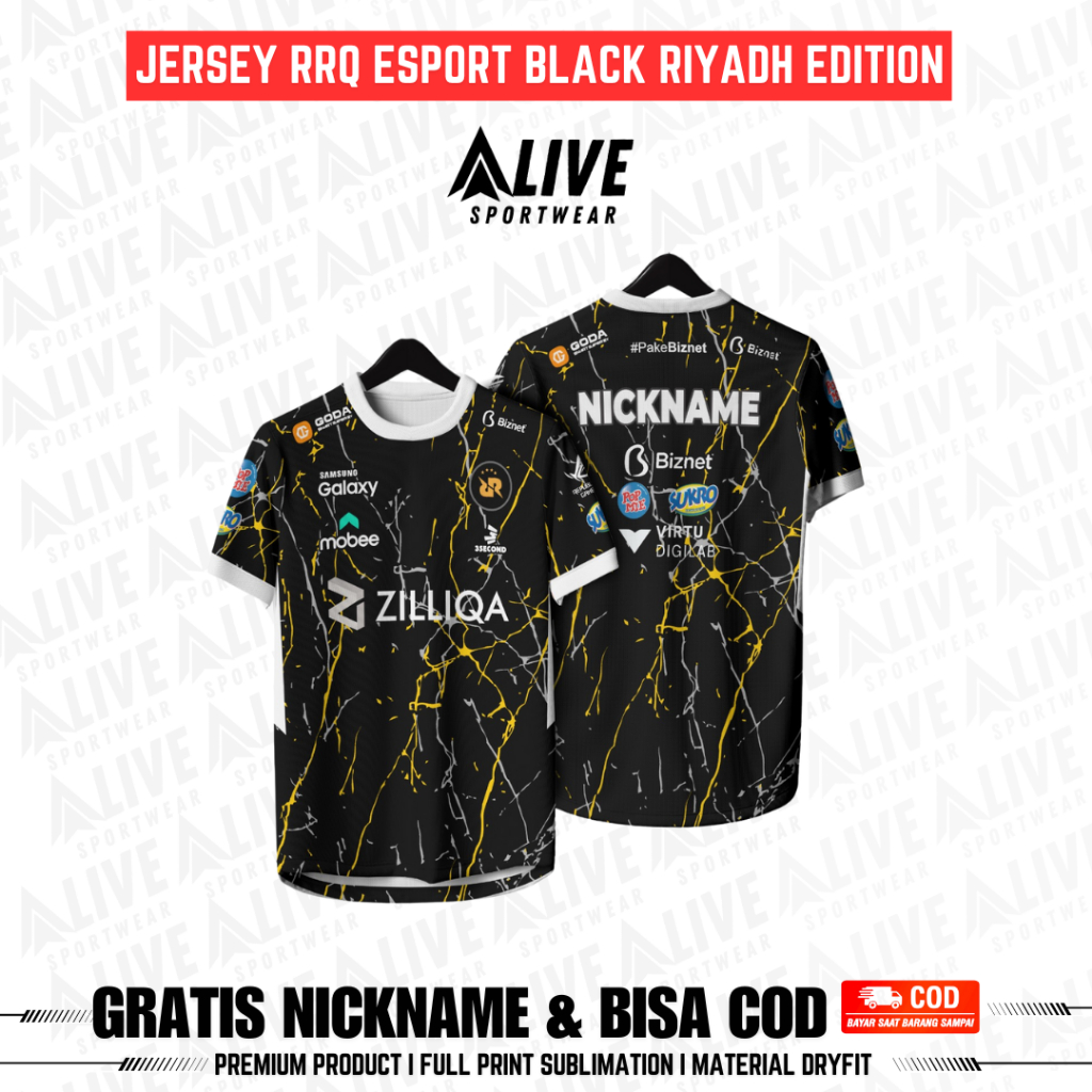 Jual Jersey RRQ Black Riyadh Edition Terbaru 2024 Gratis Pasang Nama ...