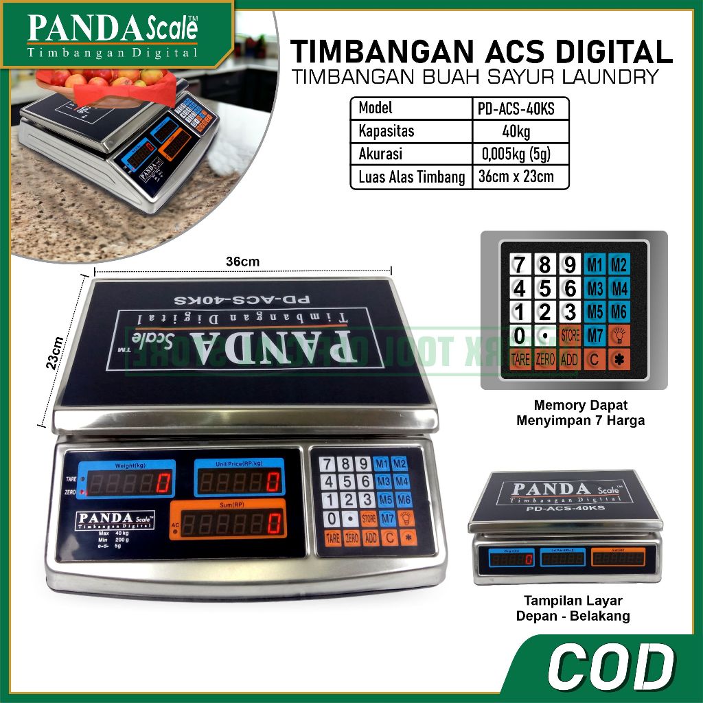Jual PANDA SCALE Timbangan Digital Laundry Paket Buah Makanan 40kg 5g ...