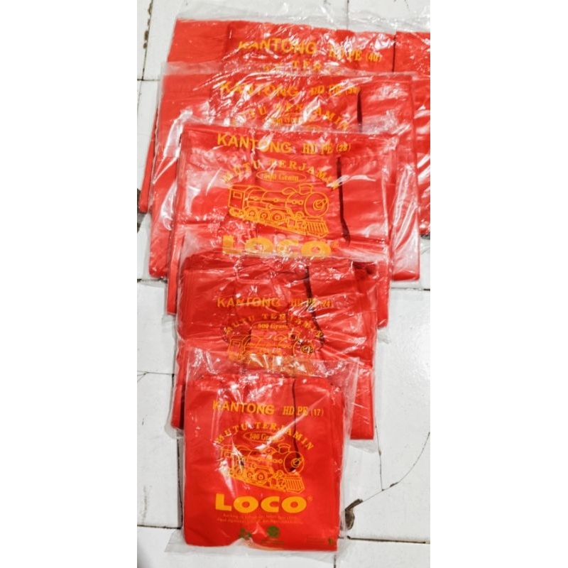 Jual Kantong Plastik Merah LOCO (1pack isi 500gram) | Shopee Indonesia
