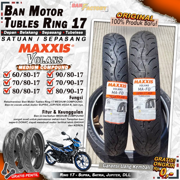 Jual Ban Motor Bebek Maxxis Volans Ring 17 Tubles Ban Motor Tubeless ...