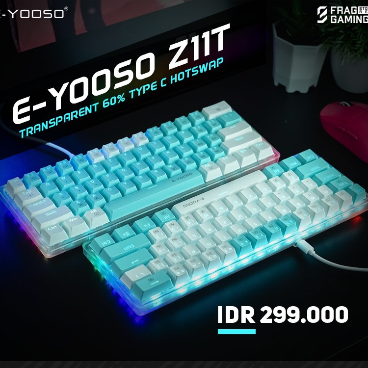 Jual E-YOOSO Eyooso Z11T Transparent 60% Hotswap Mechanical Gaming ...