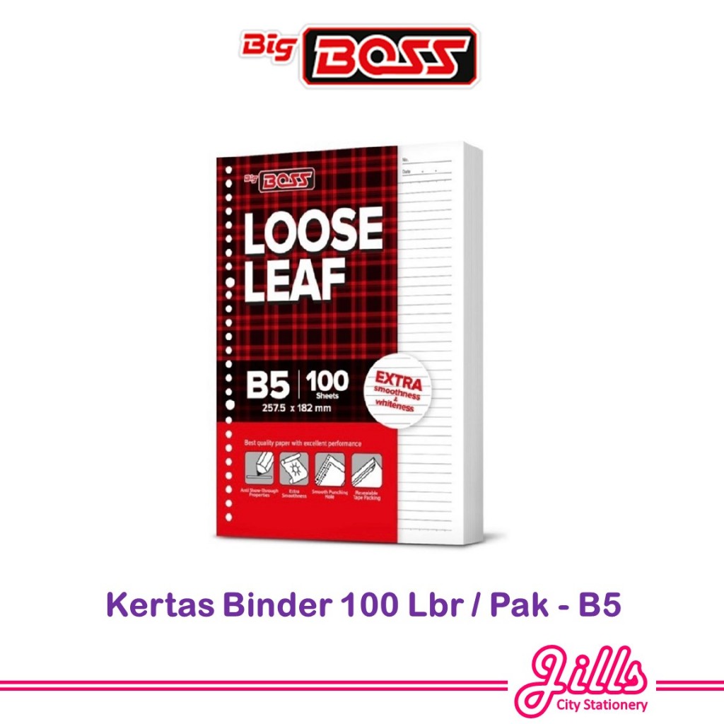 Jual Big Boss Kertas Binder / Loose Leaf B5 100 (1 Pak isi 100 Lembar) | Shopee Indonesia