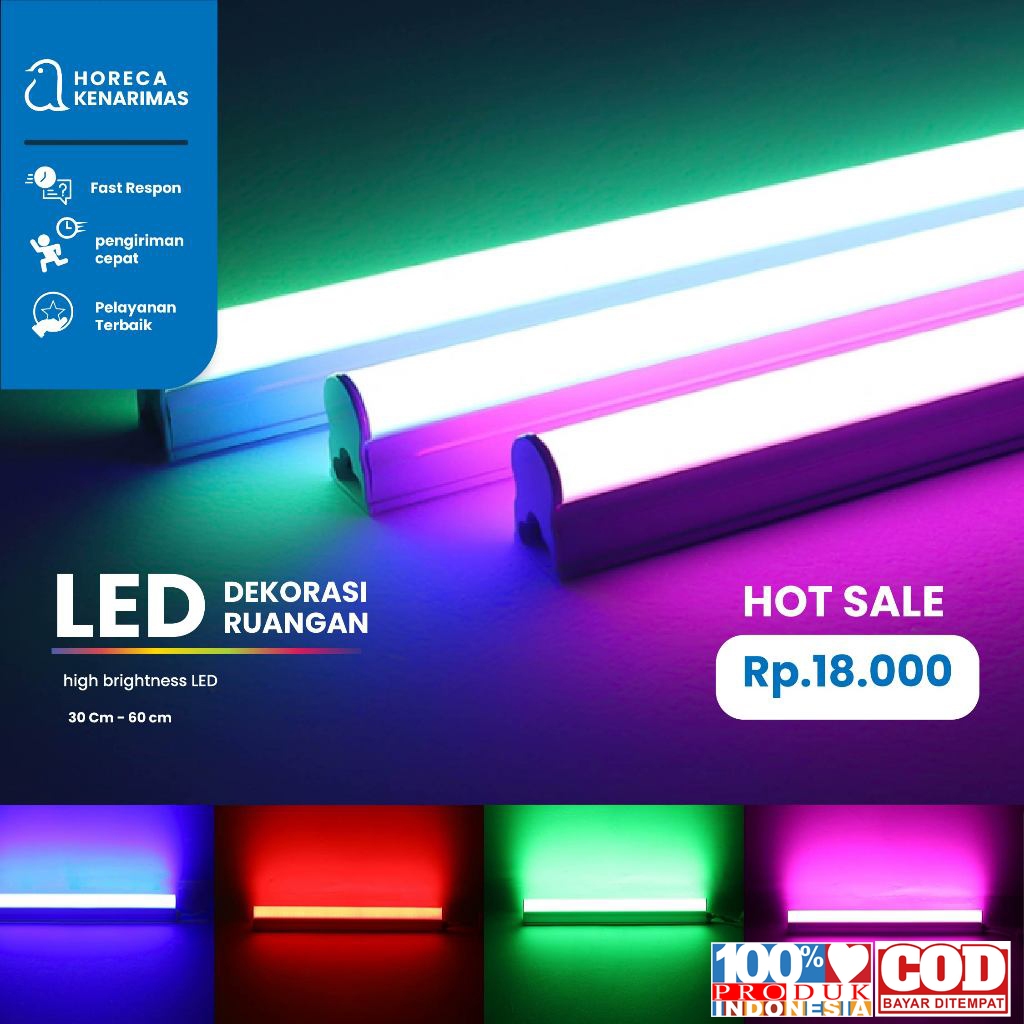 Jual Lampu TL Neon / Lampu T5 LED 30cm 60cm Warna Warni | Shopee Indonesia