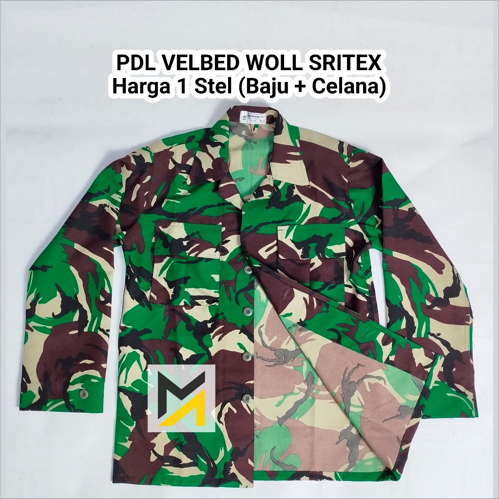 Jual Baju PDL TNI Velbed Woll SRITEX 888 Nayaka Military Stelan Pakaian Lapangan Setelan Tentara ...