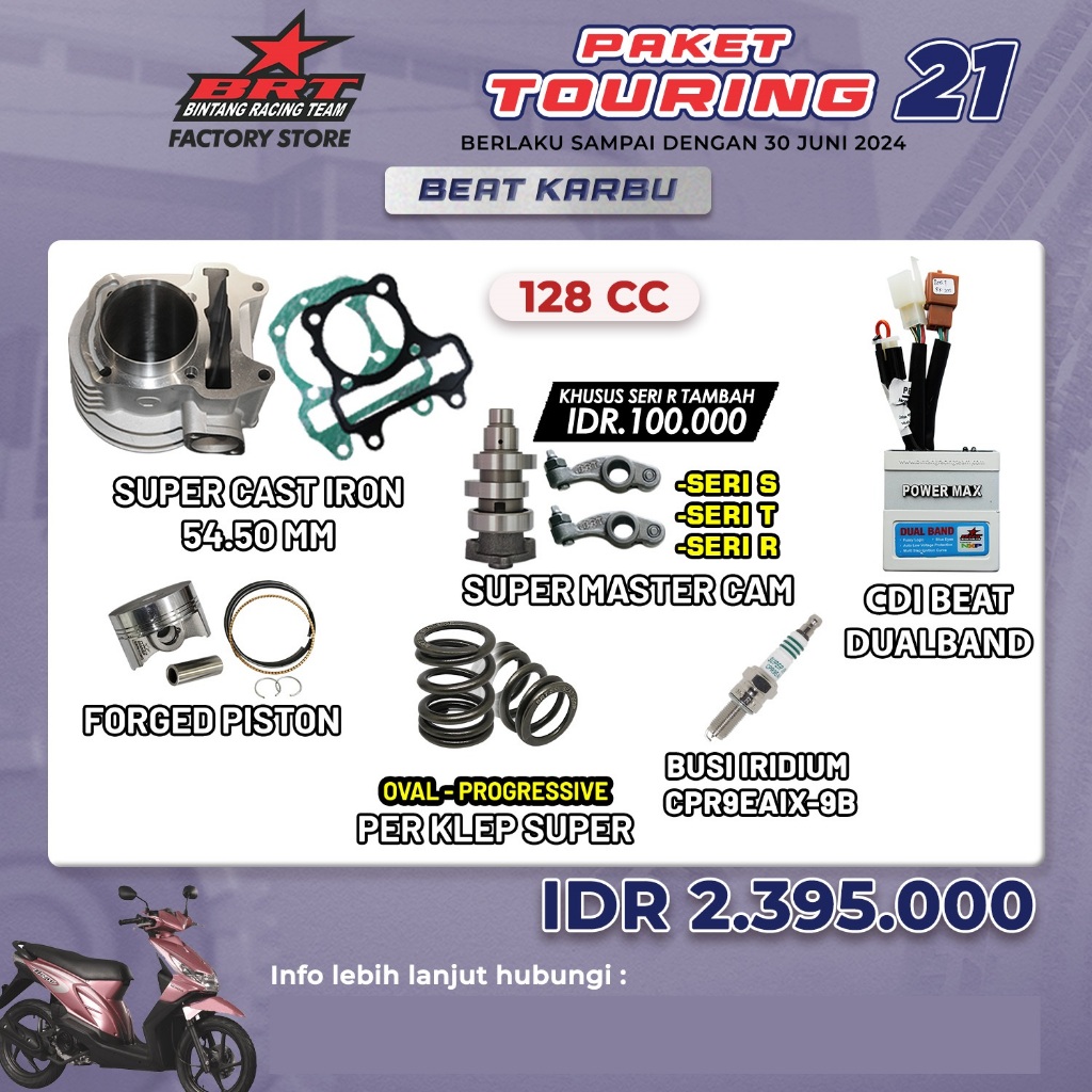 Jual PAKET TOURING 21 BEAT KARBU BRT - BLOK PISTON + BUSI IRIDUM SUPER ...