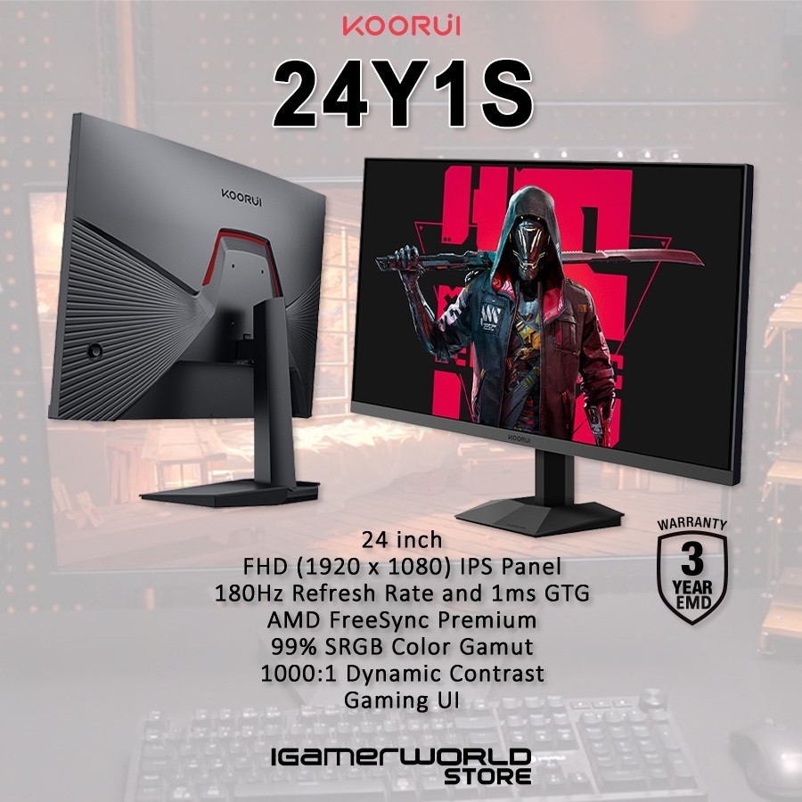 Jual KOORUI 24Y1S 24 Inch FHD 180Hz 1ms IPS Gaming Monitor | Shopee ...