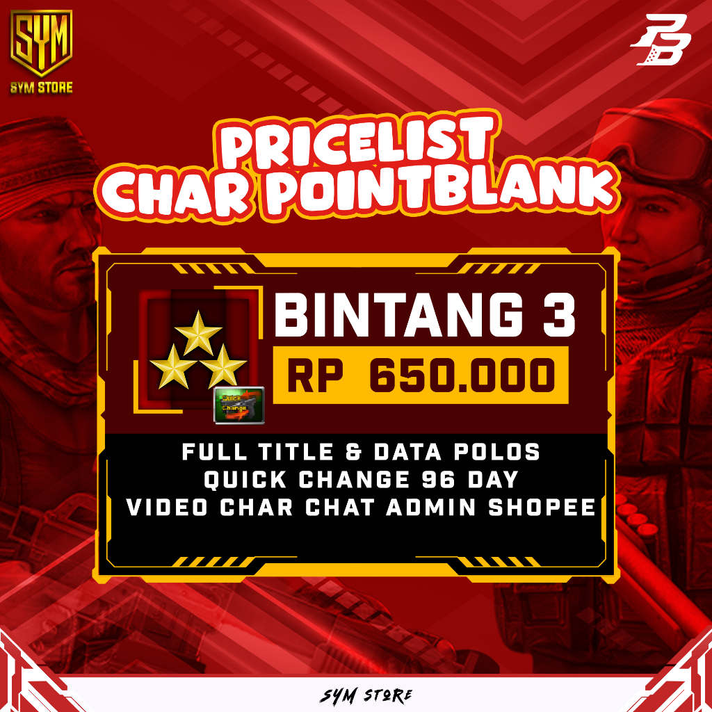 Jual CHAR PB BINTANG 2 / CHAR PB B2 / BINTANG 3 / B3 DATA POLOS FULL ...
