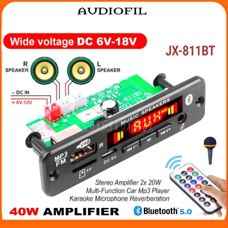 Jual Modul Mp3 Class D 40W Bluetooth Karaoke Microohone Echo Car Mp3 ...