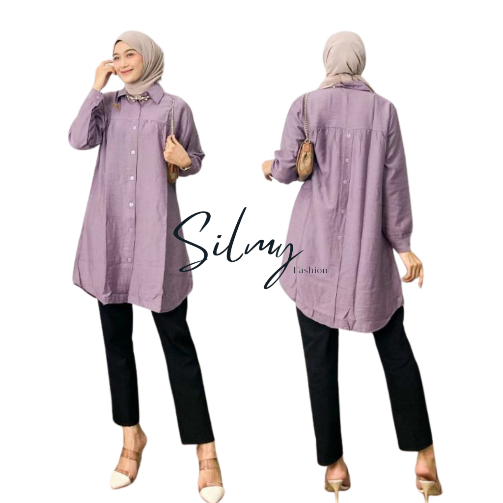 Jual SILMY - Zeva Tunik Polo Linen - Atasan Wanita Tunik Polo Linen ...