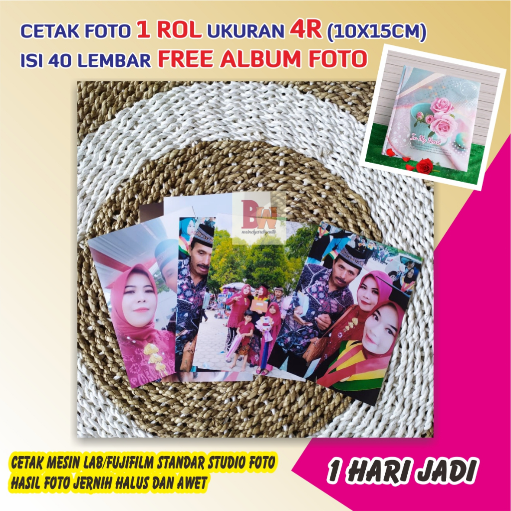 Jual CETAK FOTO UKURAN 4R (10 X 15 cm) 1 ROL ISI 40 LEMBAR TERMURAH ...