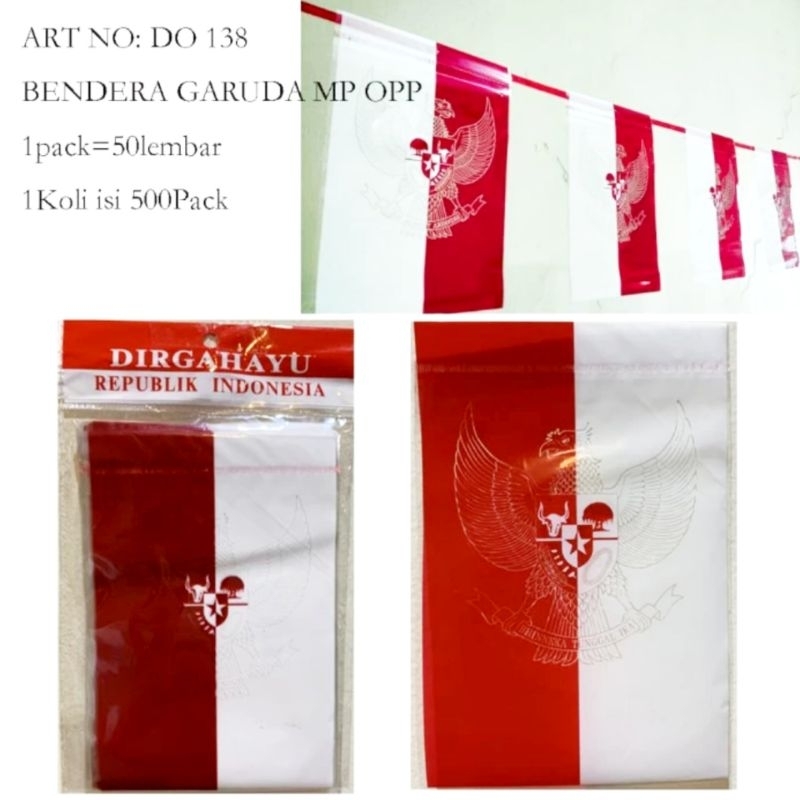 Jual BENDERA MERAH PUTIH MOTIF GARUDA INDONESIA PLASTIK ISI 50 PCS ...