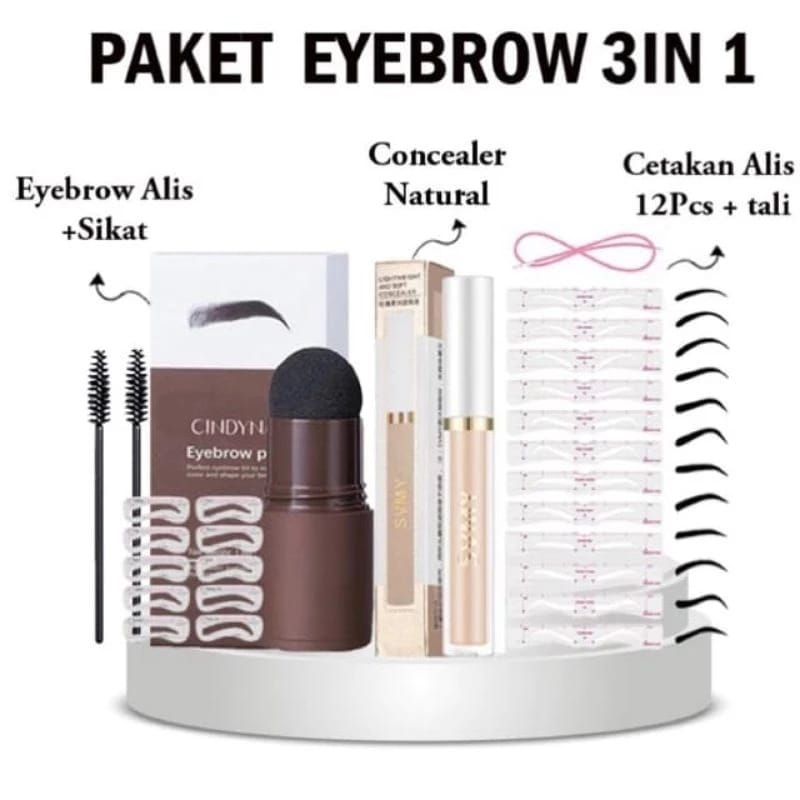 Jual Paket Alis lengkap 3 in 1 Eyebrow Powder Stamp Cetakan Alis Tali ...