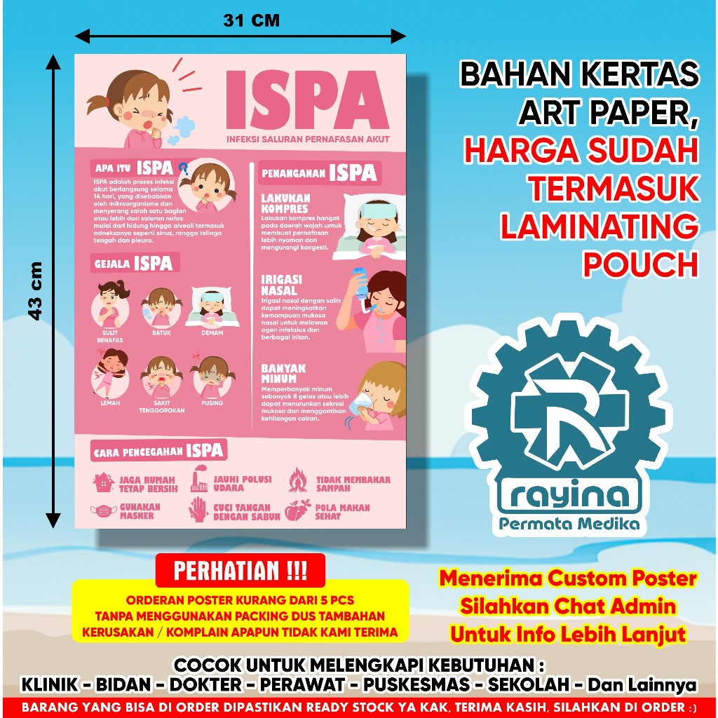 Jual Poster Kesehatan ISPA Insfeksi Saluran Pernafasan Akut | Shopee Indonesia