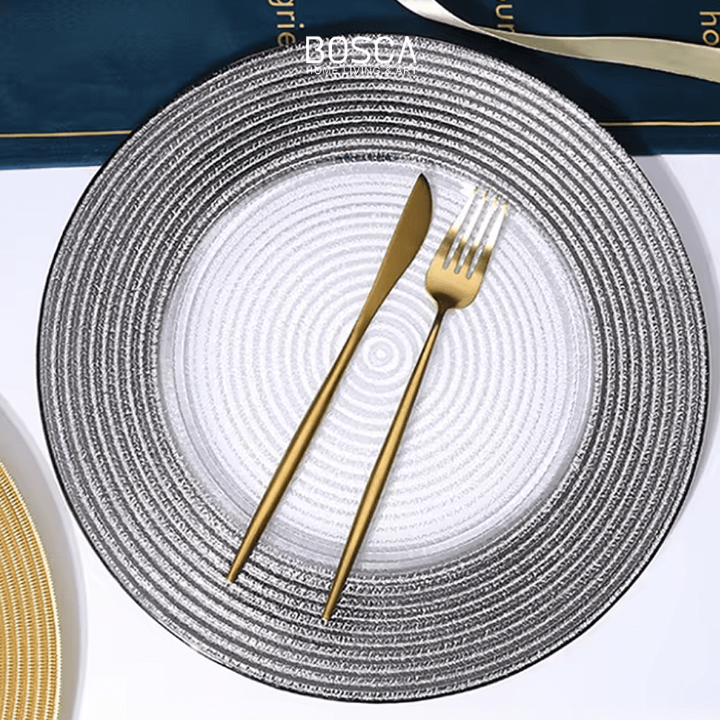 Jual Bosca Living - Silver Spiral Luxury Plate / Piring Kaca Mewah ...
