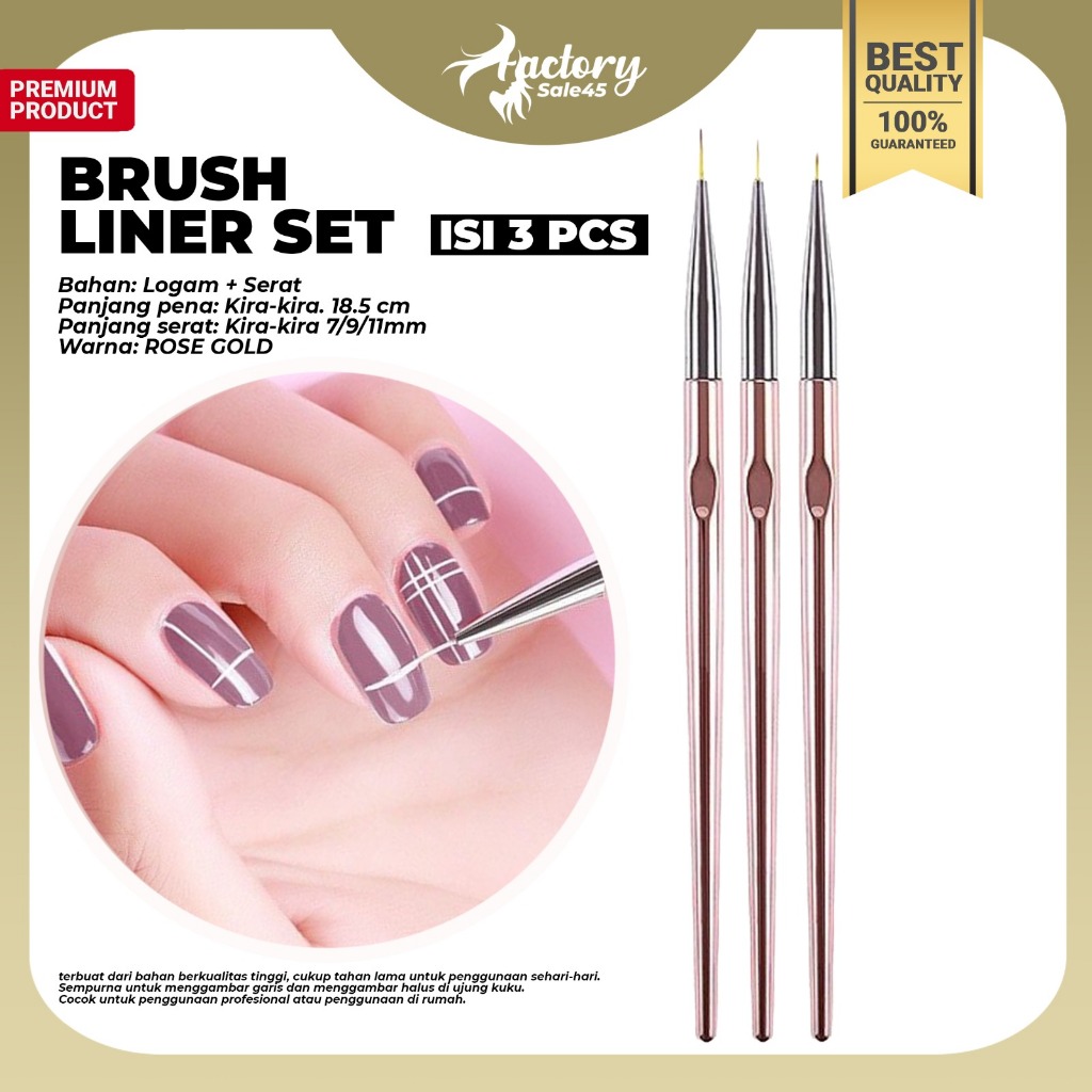 Jual Kuas Liner Brush Akrilik Rose Gold Nail Art Kuas Lukis Garis Lurus ...