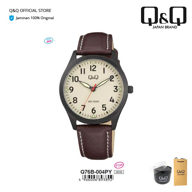 Jual Q&Q QnQ QQ Jam Tangan Arloji Pria Fashion Analog Kulit - Q76 Q76B Water Resist 5 BAR ...