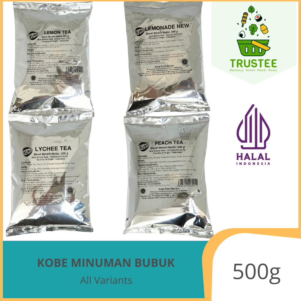 Jual KOBE Tea Bubuk Minuman / Serbuk Teh Halal Rasa Lemon Lychee Mango ...