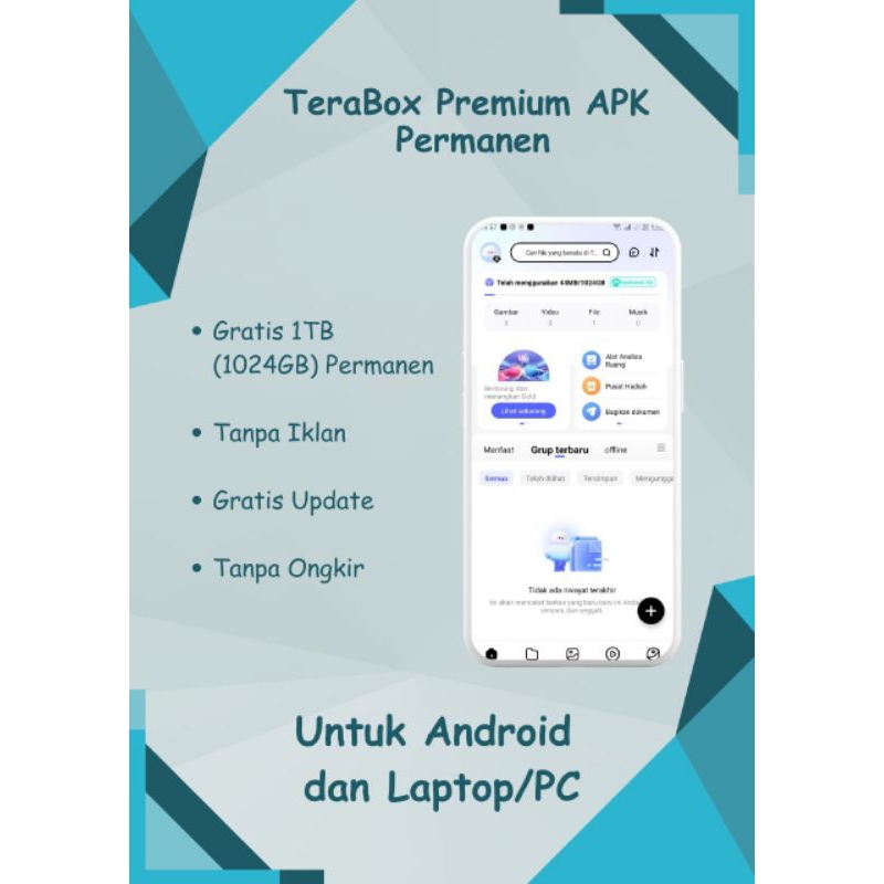 Jual TERABOX - TeraBox Premium APK | Gratis Penyimpanan 1TB(1024GB) | NO ADS | Shopee Indonesia