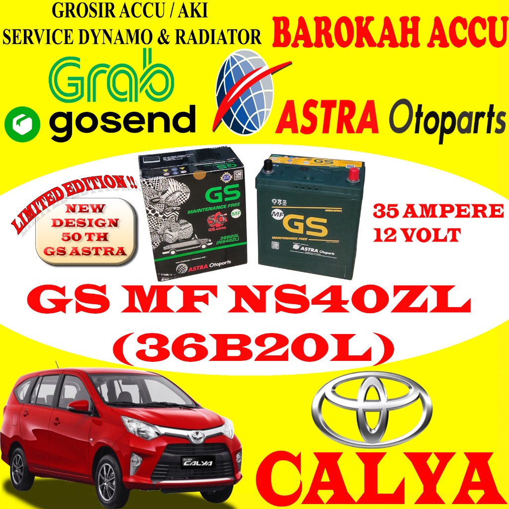 Jual AKI MOBIL TOYOTA CALYA GS MF NS40ZL / 36B20L , 35 AH ASTRA OTOPARTS | Shopee Indonesia