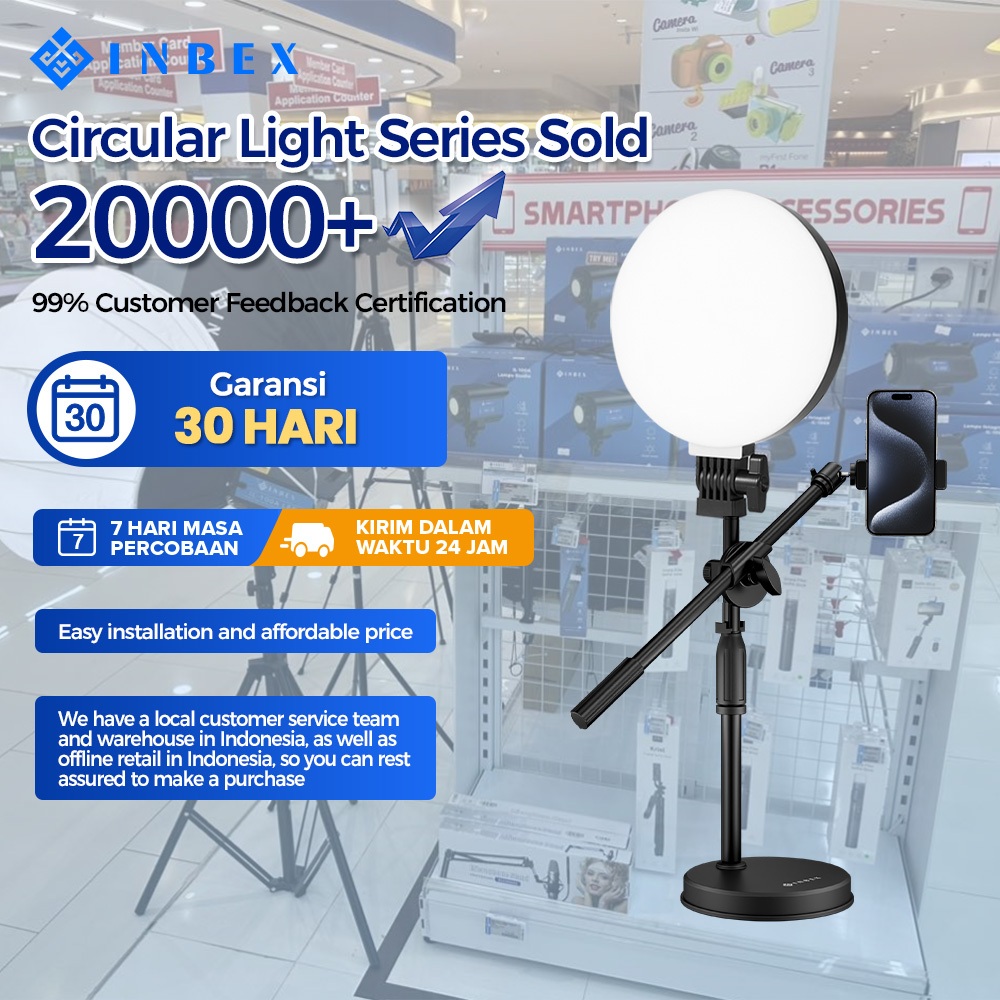 Jual INBEX lampu live streaming16cm ring light LED mini lampu bulat ...
