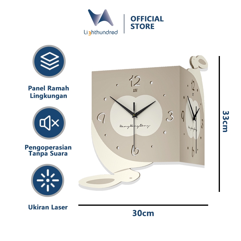 Jual Lighthundred Corner Clock Double-Sided Jam Dinding Creative Double ...