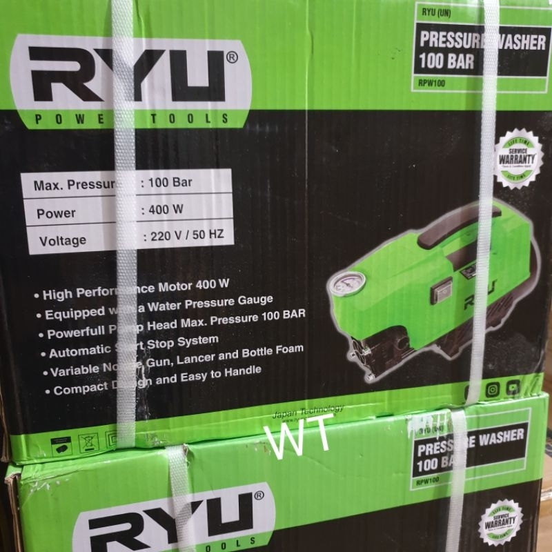 Jual Ryu RPW 100 Jet Cleaner Pressure Washer 100 bar RPW100 | Shopee ...