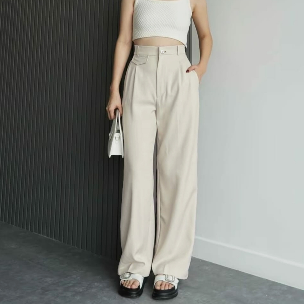 Jual ORO PANTS Highwaist Loose Pants Trousers - Celana Anti Kusut ...