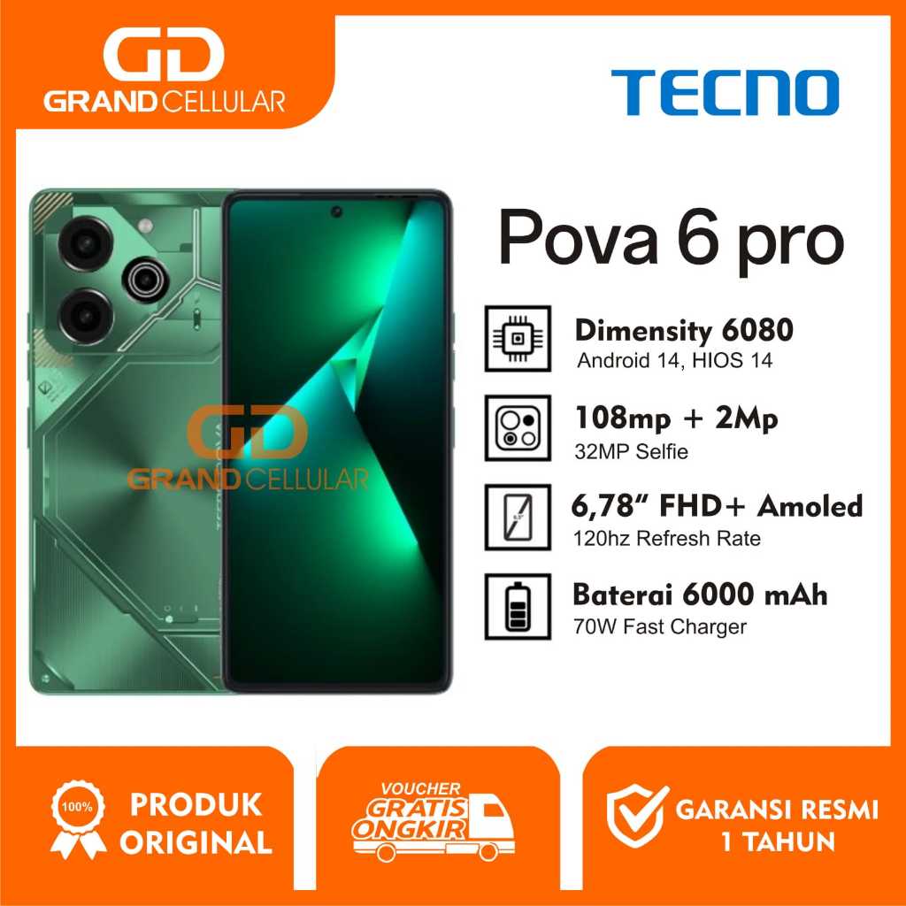 Jual TECNO POVA 6 PRO 5G 12GB RAM 256GB ROM Garansi Resmi | Shopee ...