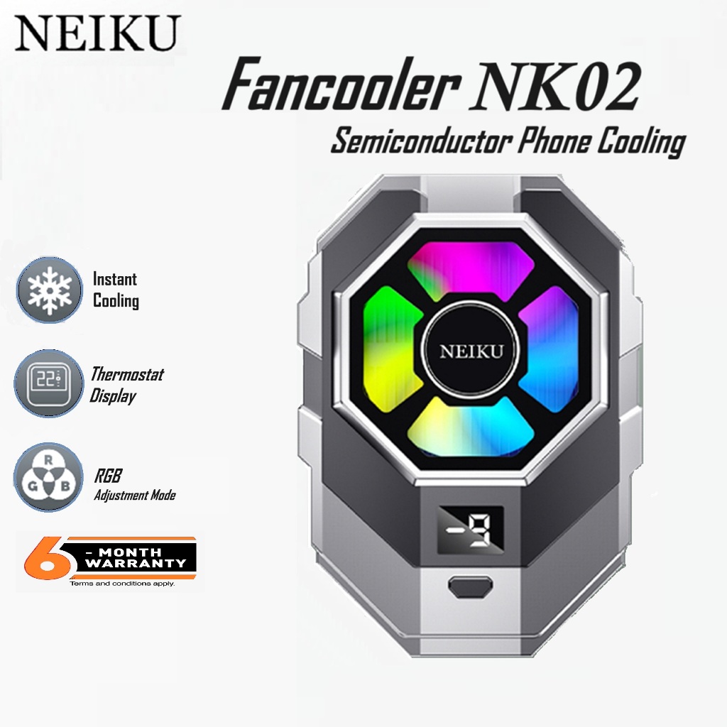Jual NEIKU NK02 PHONE COOLER FUNCOOLER RADIATOR FAN COOLER WITH RGB AND THERMOSTAT DISPLAY ...