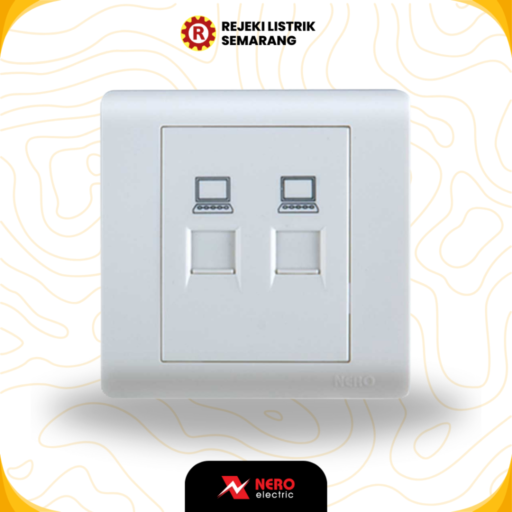Jual OUTLET DATA 2 GANG, COLOKAN LAN CAT 6 DENGAN PENUTUP MINIMALIS ...