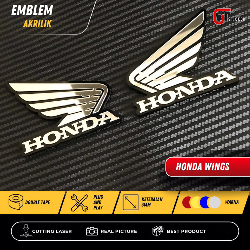 Jual JTS Emblem Honda Sayap 2 PCS Logo Timbul 3D Aksesoris motor Honda ...