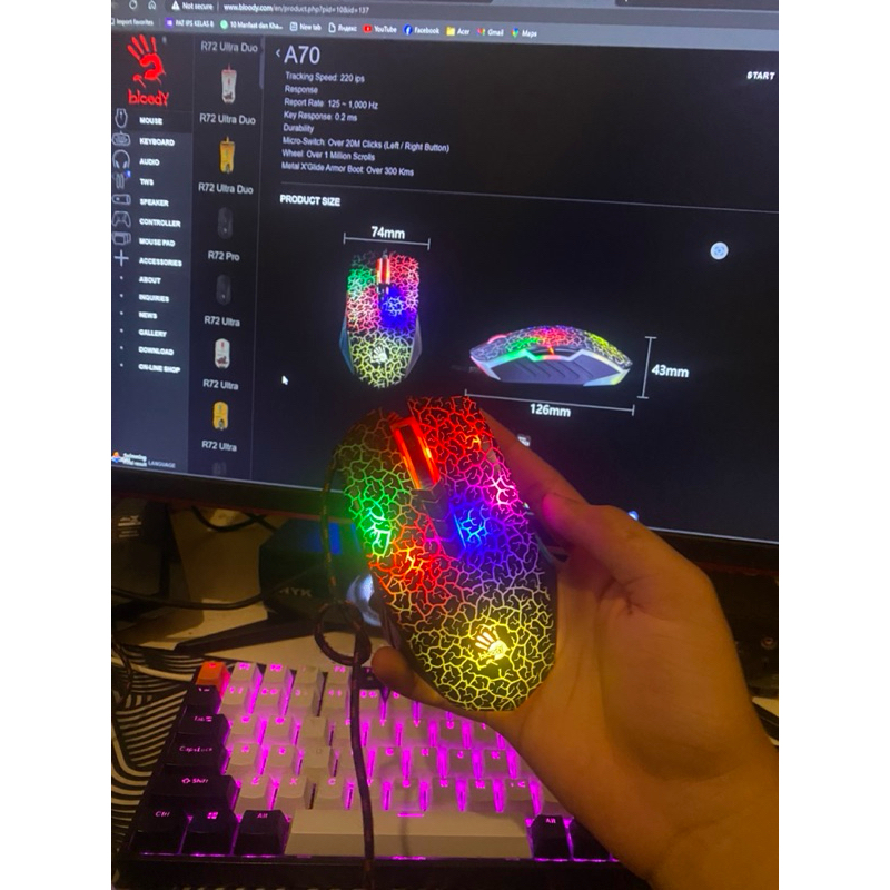 Jual Mouse Bloody A70 Light Strike (Preloved) | Shopee Indonesia