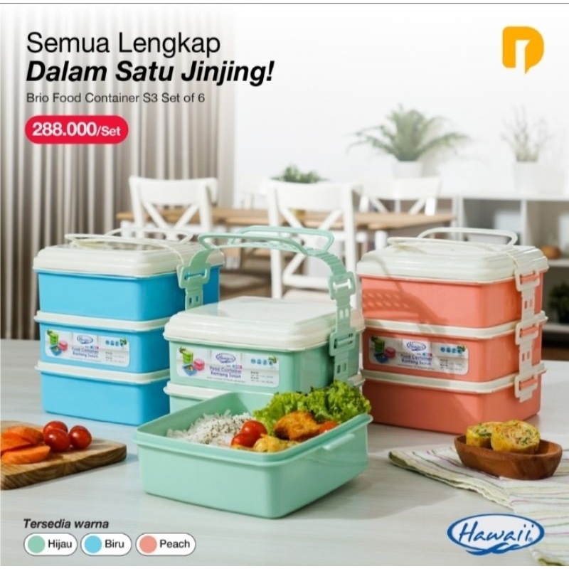 Jual Brio Food Container Susun 3 Set Of 6 Tempat Penyimpanan Makanan ...