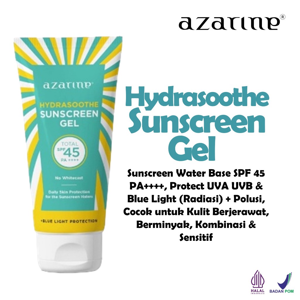 Jual AZARINE Hydrasoothe Sunscreen Gel SPF 45 PA++++ 30 ml | Shopee Indonesia
