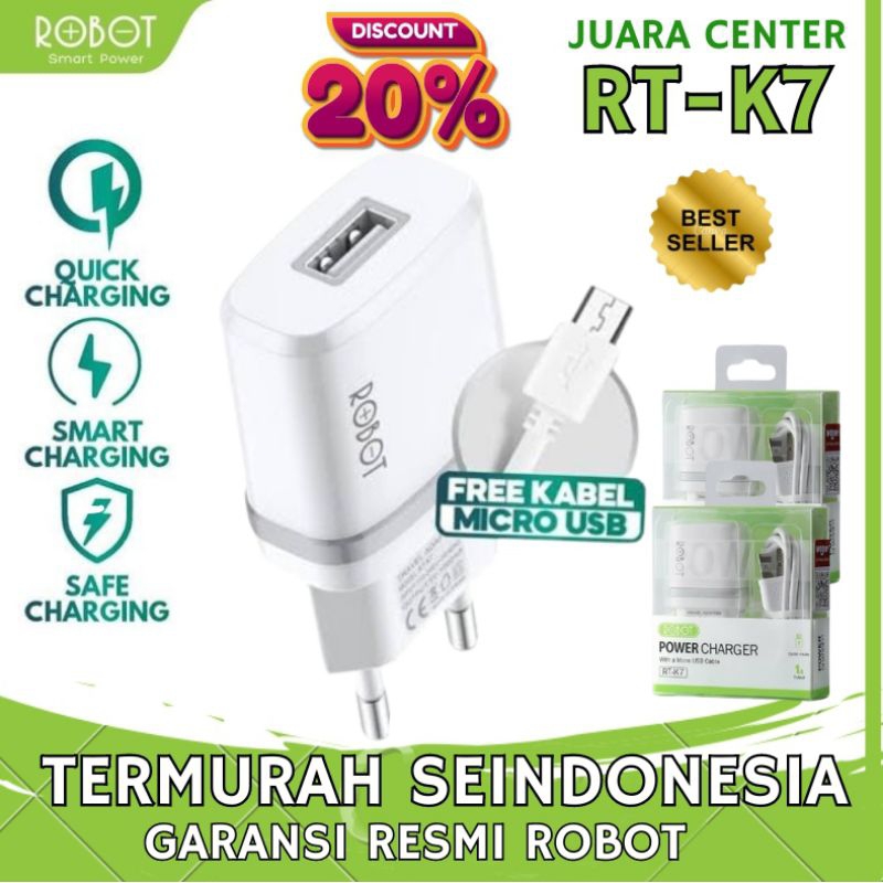 Jual ROBOT RT-K7 Quick Charger 5V/1A Fireproof Charger with micro usb ...