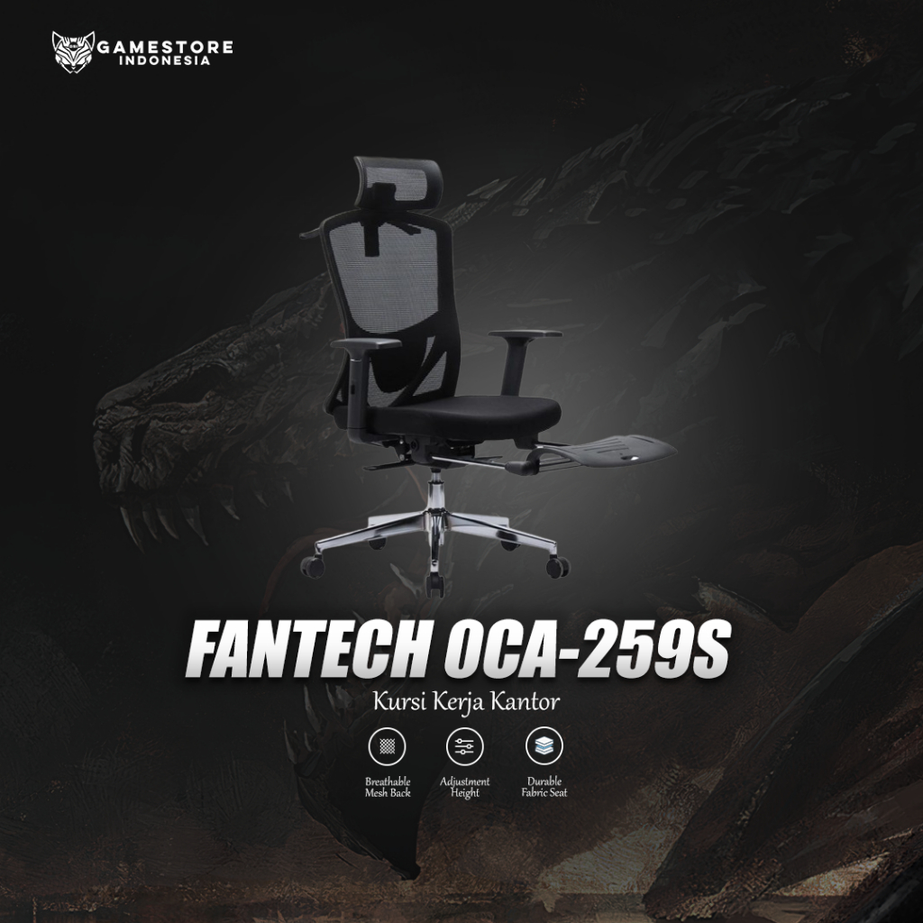 Jual Fantech OCA259s / OCA-259s Kursi Kantor Kerja Jaring Office Chair ...