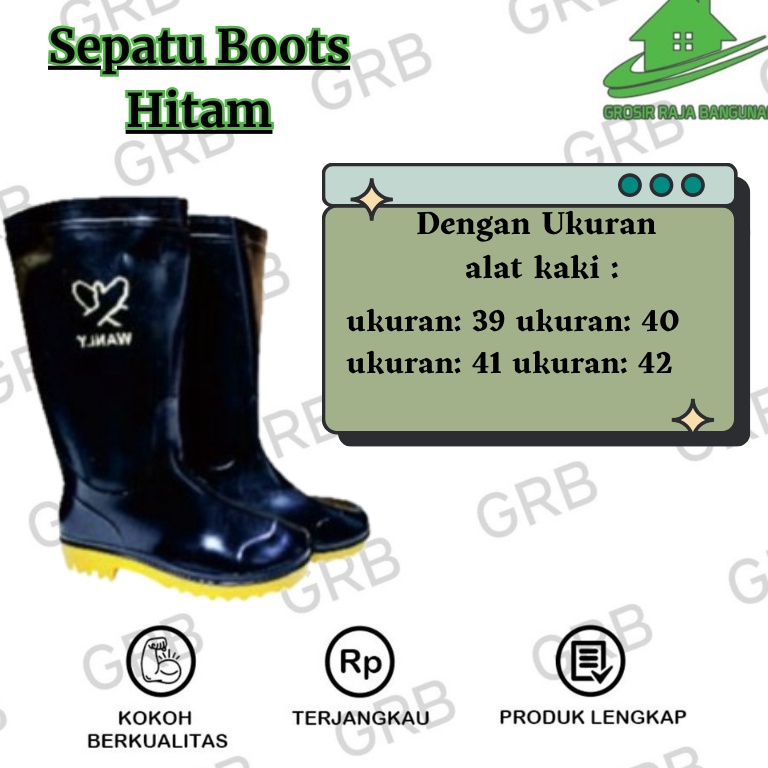 Jual Harga Murah Sepatu boots Proyek Full Karet tinggi 38cm 39cm ...