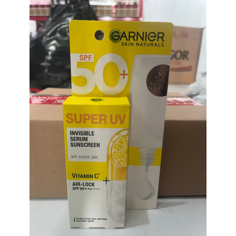 Jual Garnier Super UV Invisible Serum Sunscreen SPF 50+ PA++++ Vitamin C Skincare - 30 ml ...