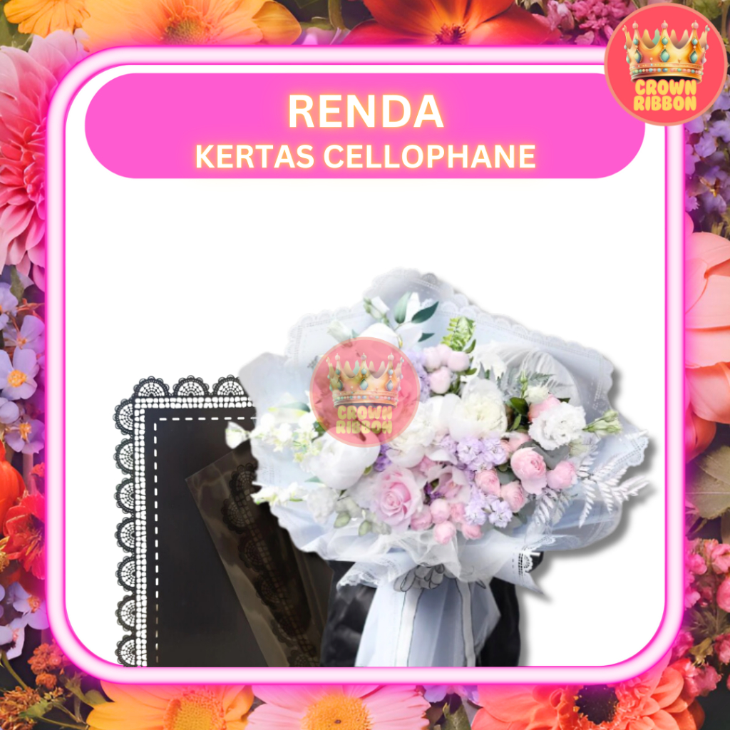 Jual (20 LEMBAR) Kertas Cellophane Buket Bunga - RENDA - Flower ...