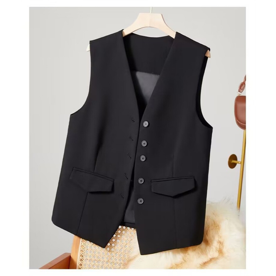 Jual Pakaian wanita atasan model vest kancing premium motif polos hitam ...