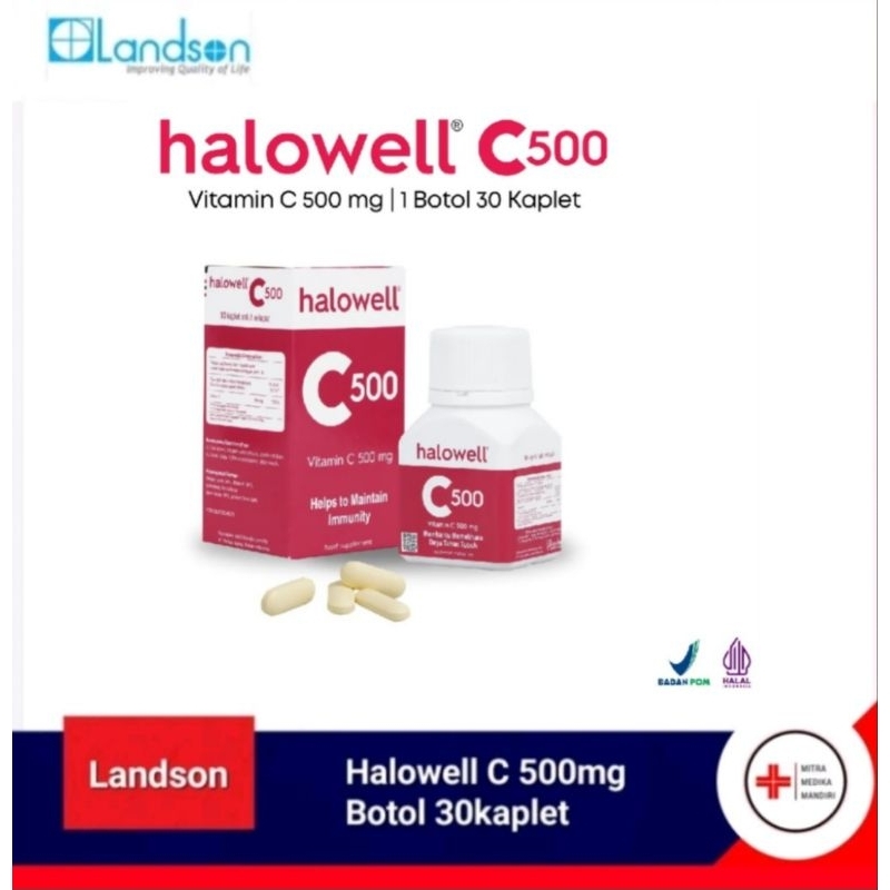 Jual Halowell Vitamin C 500mg Botol 30 Tablet | Shopee Indonesia