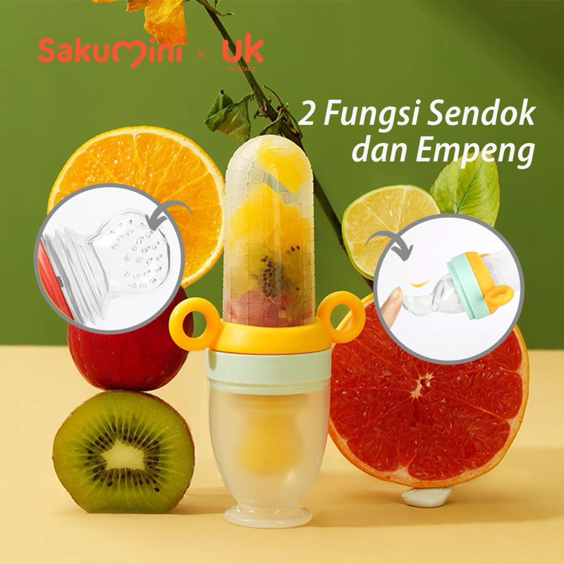 Jual SAKUMINI SGUEEZE SPOON FRUIT TEETHER FEEDER SILICONE SENDOK MAKAN ...