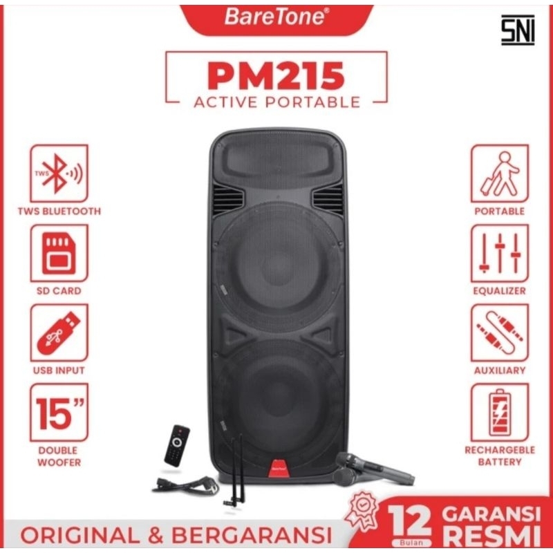 Jual SPEAKER PORTABLE BARETONE PM215/BARETONE PM215 15INCH DOUBLE ...