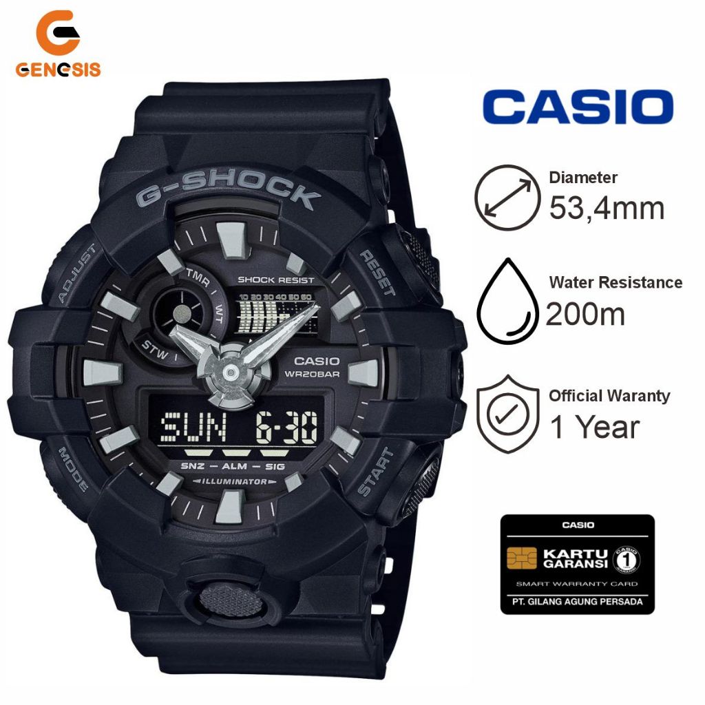 Jual Jam Tangan Pria Casio G-Shock GA-700-1BDR Hitam Sporty Original ...